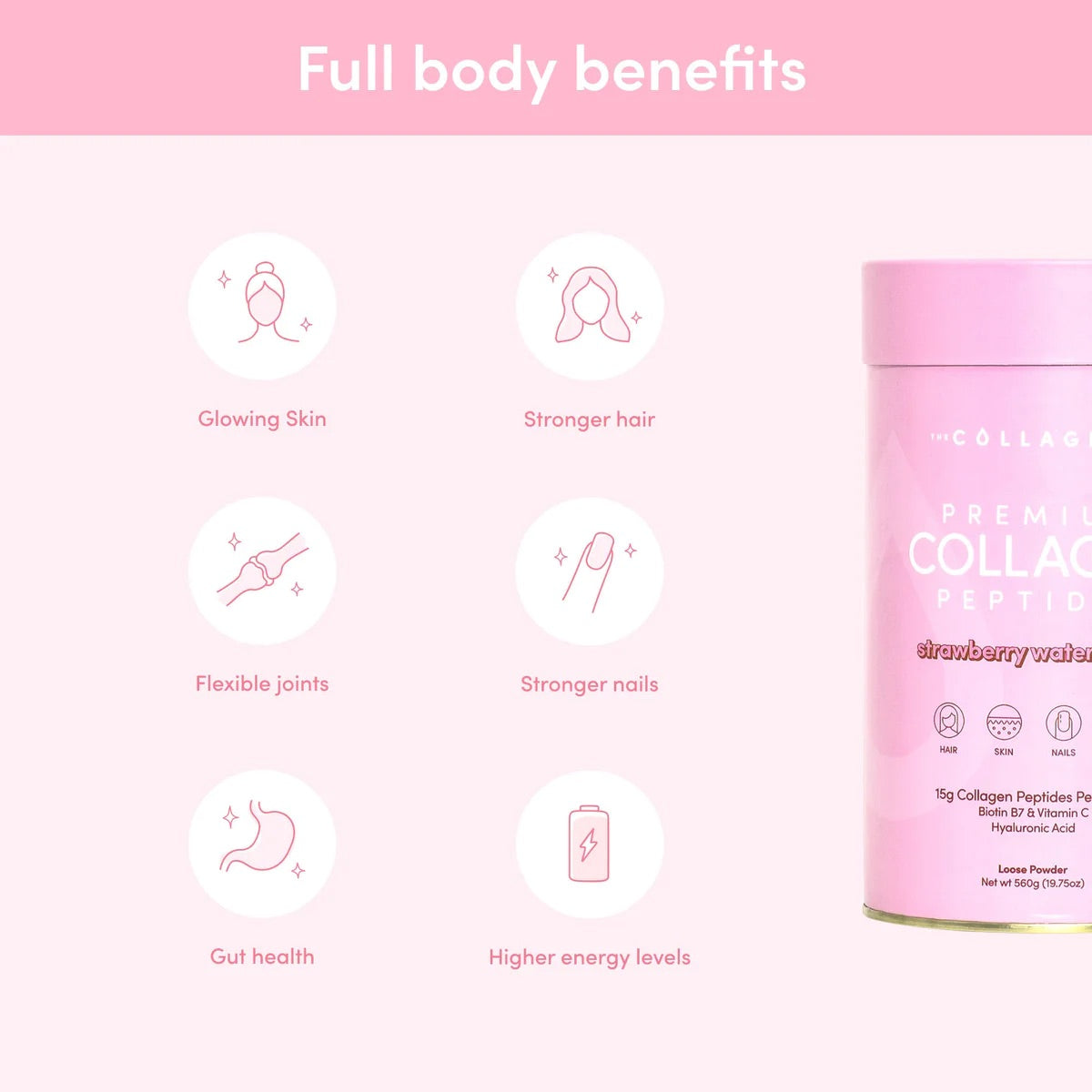The Collagen Co. Strawberry Watermelon Collagen Powder - 560g – Glam Box